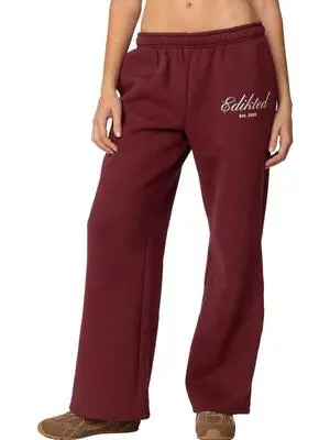 EDIKTED Relaxed Fit Sweatpants - Burgundy