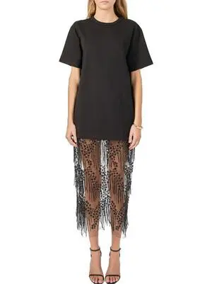 Endless Rose Rhinestone Lace Maxi Dress - Black
