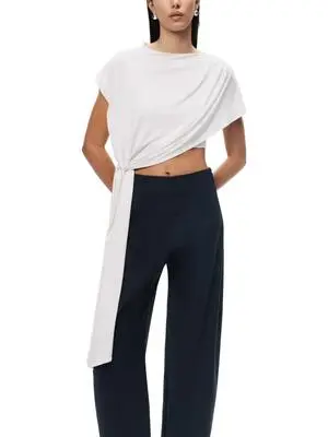 NOCTURNE Nocturne Asymmetric Tie-Front Crop Top Ivory