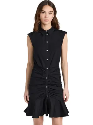 Veronica Beard Ruched Shirtdress - Black