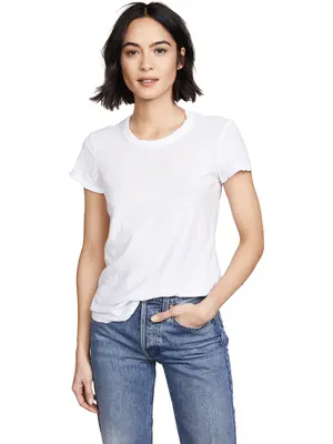 JAMES PERSE Sheer Slub Crew Neck Tee - White