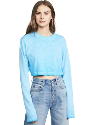 Cotton Citizen Cotton Citizen Tokyo Crop Tee Neon Blue
