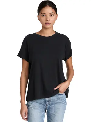 The Great. The Boxy Crew Tee - Almost Black