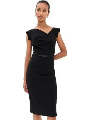 Black Halo Jackie O Belted Dress - Black