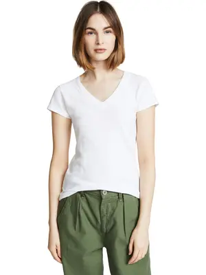 L'Agence Becca V-neck Tee - White