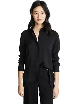 Vince Slim Fitted Blouse - Black