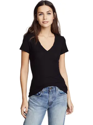 JAMES PERSE James Perse Slub V-Neck T-Shirt Black