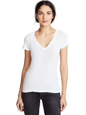 JAMES PERSE Slub V-neck T-shirt - White