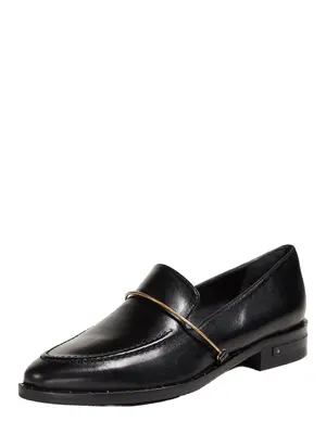 FREDA SALVADOR Leather Loafers With Gold-Tone Bar