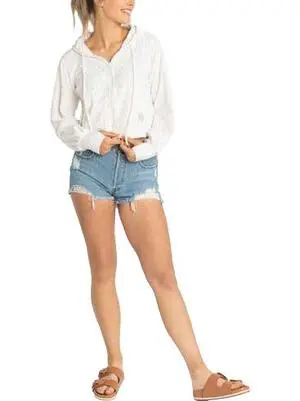 LUSSO Tabitha Cheetah Terry Full-zip Sweatshirt - White