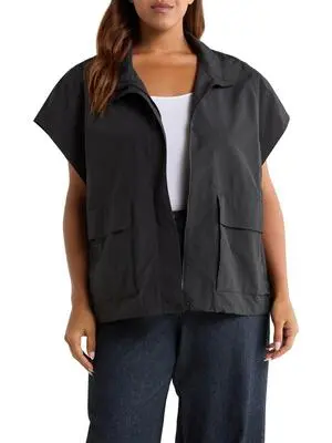 Eileen Fisher Stand Collar Recycled Blend Vest - Black
