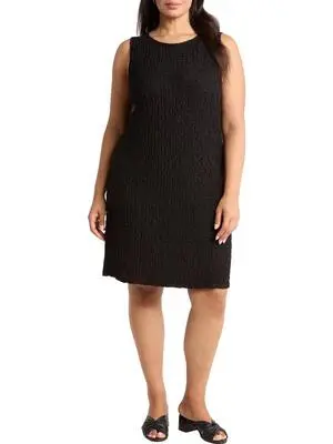 EILEEN FISHER Eileen Fisher Bateau Neck Textured Cotton Blend Dress
