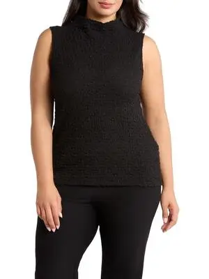 Eileen Fisher Textured Organic Cotton Blend Tank - Black