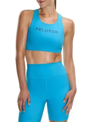 PELOTON Cadent Mid Neck V Strap Bra - Bright Cyan
