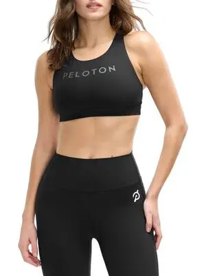 PELOTON Cadent Mid Neck V Strap Bra - Jet Black