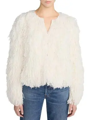 FRAME The Fringe Sweater Jacket - Ecru