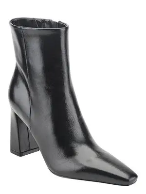 Marc Fisher Ellsie Suede Ankle Bootie With Chunky Heel - Black