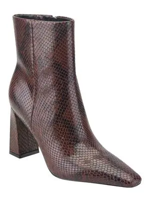 Marc Fisher MARC FISHER Ellsie Suede Ankle Bootie With Chunky Heel Dark Red