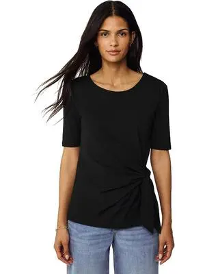 LANDS' END Lightweight Jersey Tie Front Top - Black