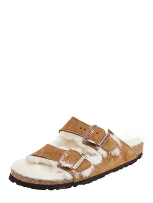 BIRKENSTOCK Arizona Shearling Sandals - Mink