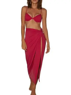 VIX PAULA HERMANNY Karen Cover-up Midi Skirt - Cherry