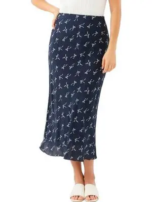 Karen Kane Bow Bias Cut Midi Skirt - Print