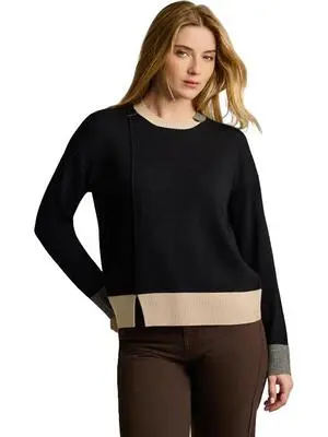 Lisa Todd Bold Block Cotton Cashmere Sweater - Black
