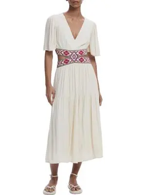 Desigual Wraparound Cutout Maxi Dress - Off White