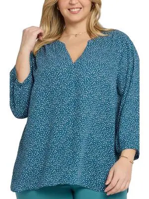 NYDJ Pintuck Top - Dune Ditsy