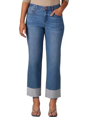Wit & Wisdom High-waist Cuffed Hem Jeans - Mid Blue