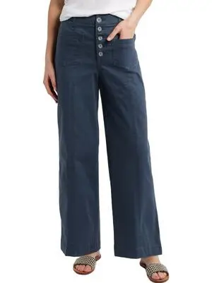 Wit & Wisdom High Waist Wide Leg Pants With Exposed Button Fly Orion Blue