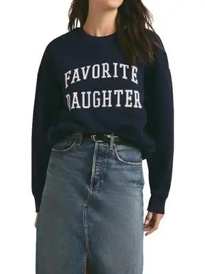 FAVORITE DAUGHTER Collegiate Cotton Blend Sweatshirt - Navy