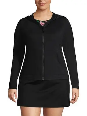 LANDS' END Upf 50 Hooded Zip Front Rash Guard - Black