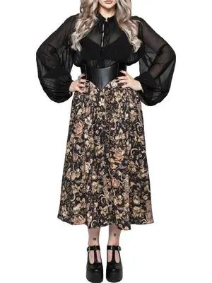 DISTURBIA Disturbia Triple Goddess Button Down Midi Skirt