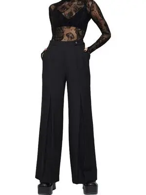 DISTURBIA Iris Celestial Tailored Wide Leg Trousers - Black
