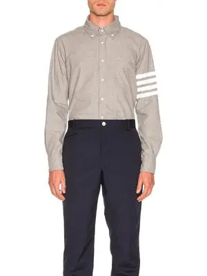 Thom Browne Bar Chambray Shirt In Grey - Medium Grey