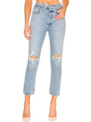 AGOLDE AGOLDE Riley High Rise Straight Crop Jeans Blitz