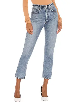 AGOLDE AGOLDE Riley High Rise Straight Crop Jeans Emulsion
