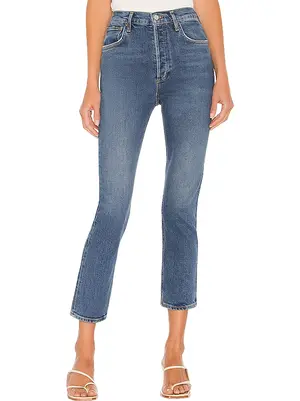 AGOLDE AGOLDE Riley High Rise Straight Crop Jeans Transfer
