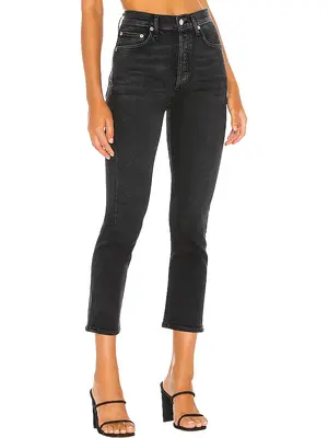 AGOLDE Riley High Rise Straight Crop Jeans Black Pepper