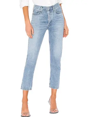 AGOLDE Riley High Rise Straight Crop Jeans Blur