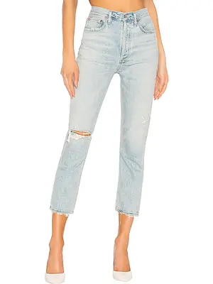 AGOLDE Riley High Rise Straight Crop Jeans Shatter