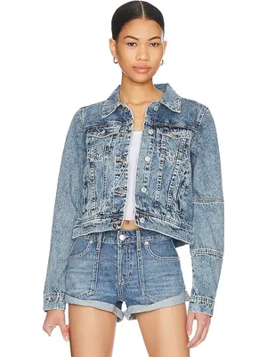 Free People Rumors Denim Jacket - Light Indigo