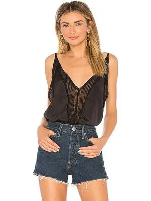Superdown Sharone Lace Satin Bodysuit - Black