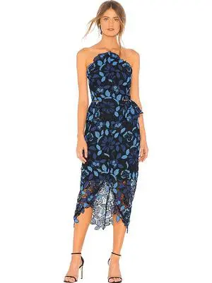 ELLIATT Times Strapless Midi Dress - Blue Multi
