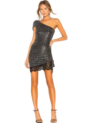 H:OURS Dixie Bow Dress - Silver Black