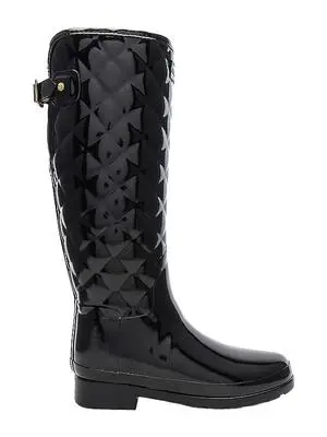 Hunter Refined Gloss Quilt Tall Boot - Black