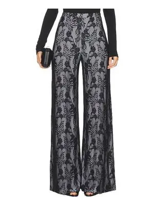 Norma Kamali Elephant Pant - Black Stretch Lace & White