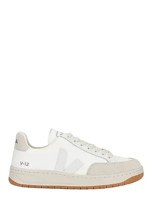 VEJA V-12 Leather Sneakers White & Natural