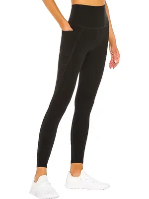 Beyond Yoga Out Of Pocket Legging In Black - Darkest Night